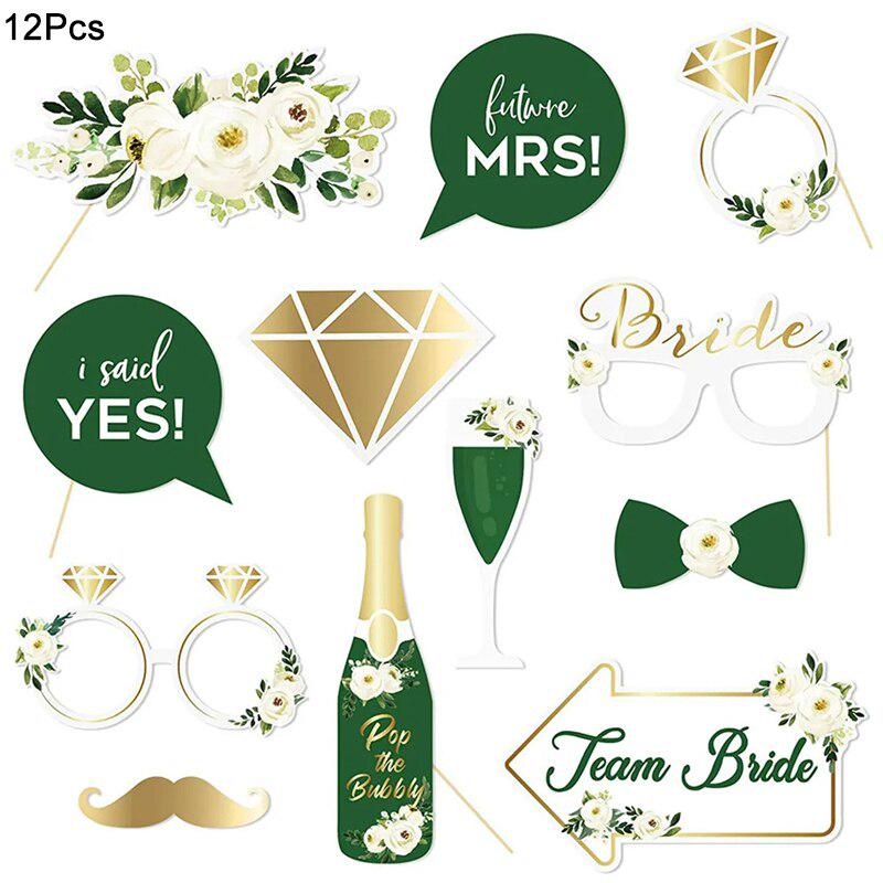 12Pcs Wedding Photo Booth Props Team Bride Glasses Photobooth Bride To ...