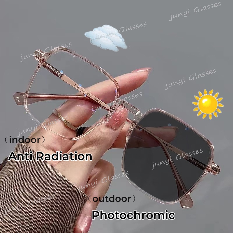 Photochromic Anti Radiation large frame Glasses Shades For Woman Man ...