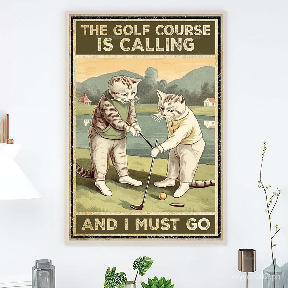 Cat Golf Poster, Gift for Cat Lovers, Golf Poster, The Golf Course I ...