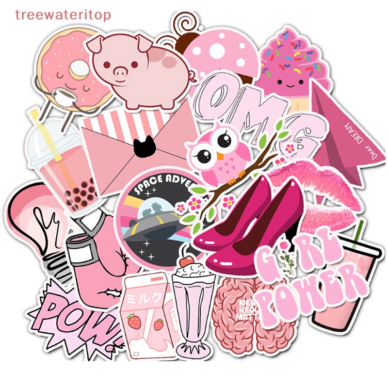 RP 50Pcs Cartoon Pink Girls Stickers DIY Suitcase Laptop Guitar Bicycle ...