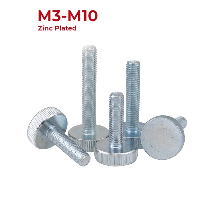 M3 M4 M5 M6 M8 M10 GB835 Zinc Plated Knurl Flat Head Hand Tighten Thumb Screws Curtain Wall ...