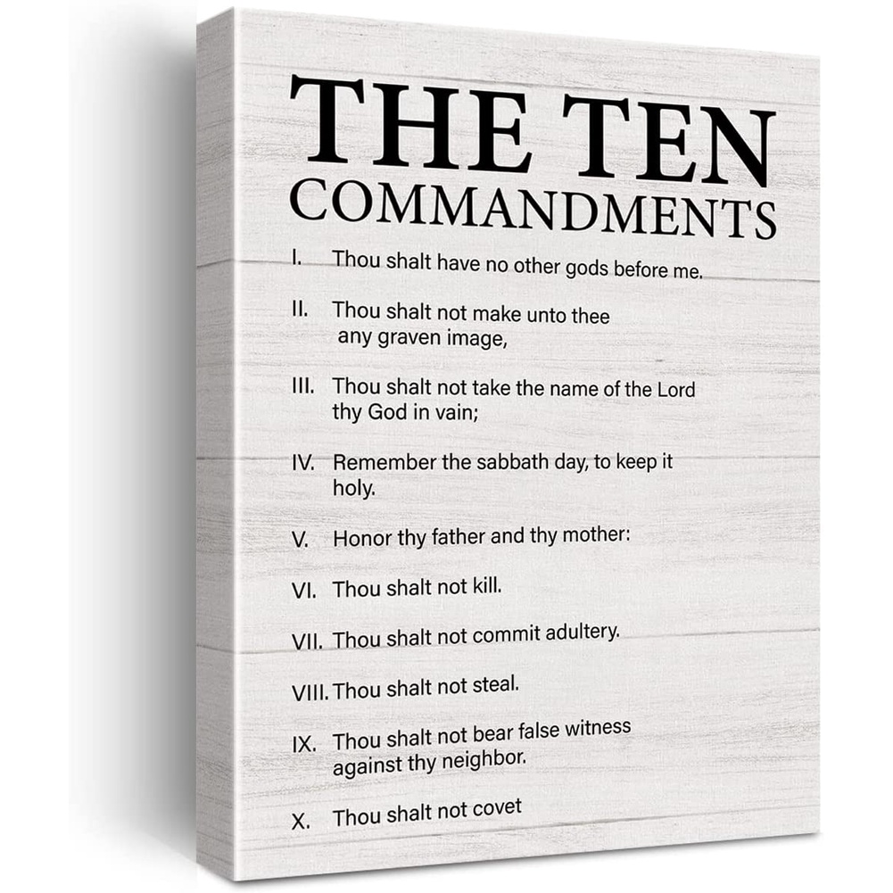 Positive Bible Verse the Ten Commandments Canvas Wall Art Christian ...