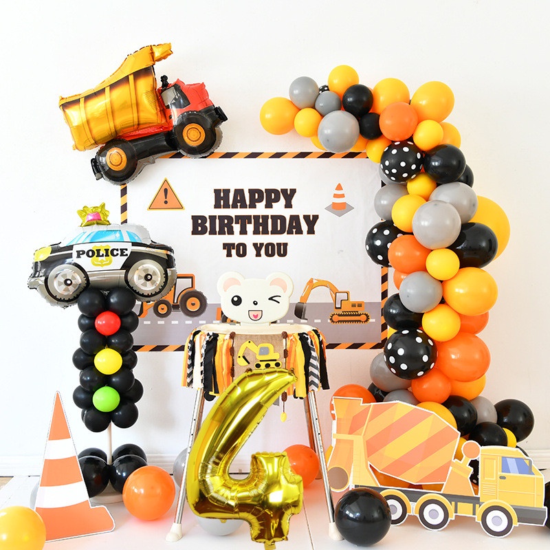 65pcs Set Construction Theme Party Engineering Truck Foil Balloon 32 ...