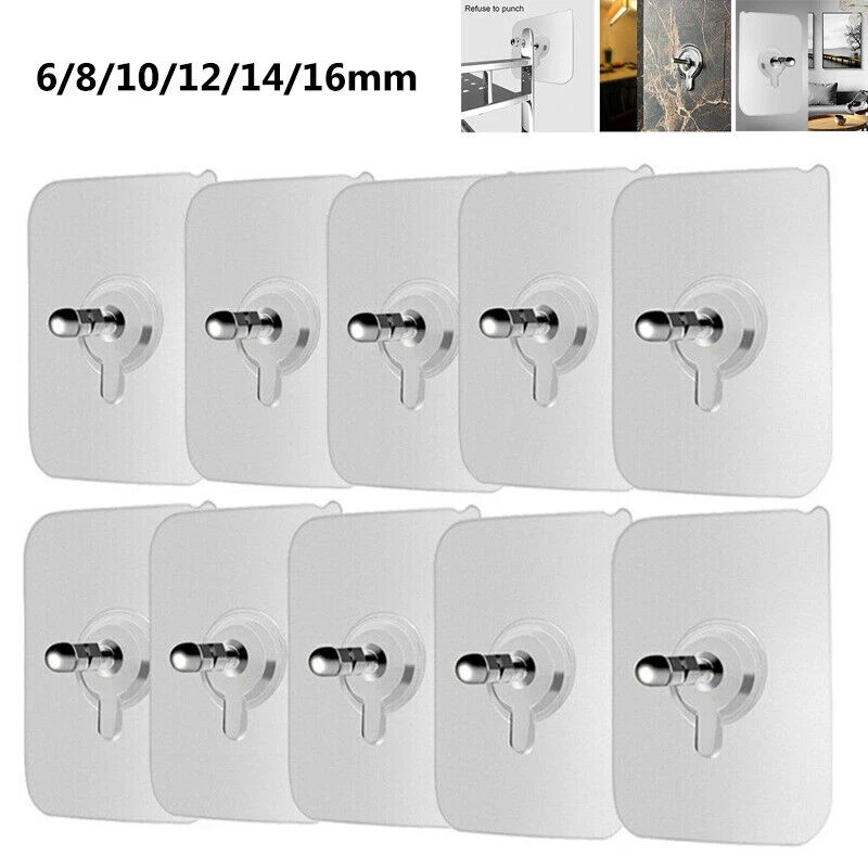 Adhesive Nails Wall Hooks/Strong Poster Screw Stickers Wall Hook/Closet ...