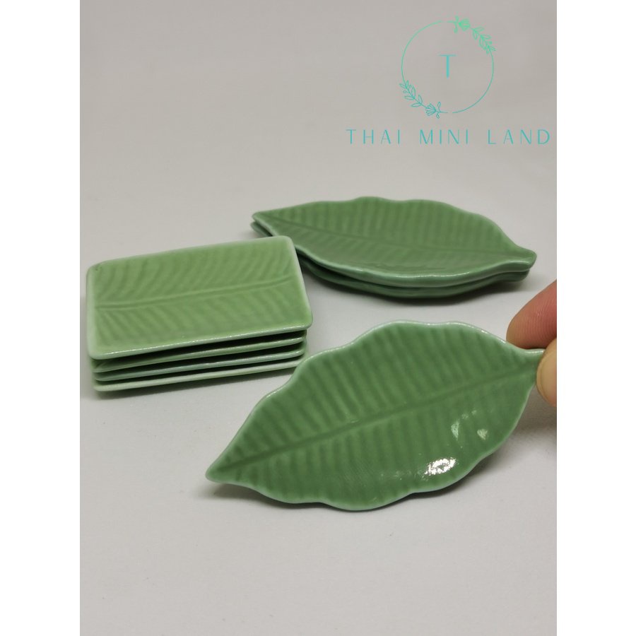 Ceramic Tray Mini Banana Leaf Shape Square Miniature Decoration ...