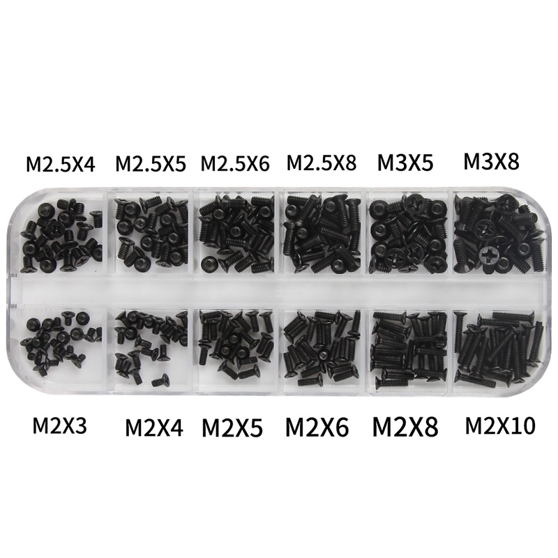 240 PCS M2/M2.5/M3/M4 Screw Set KM Machine Repair Screws Flat Head ...