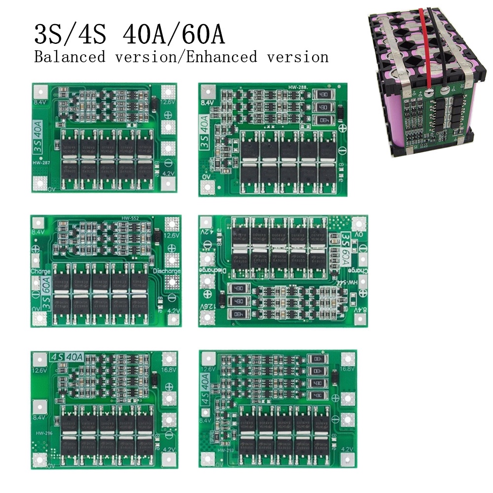 3S 4S 40A 60A Li-ion Lithium Battery Charger Protection Board 18650 BMS ...