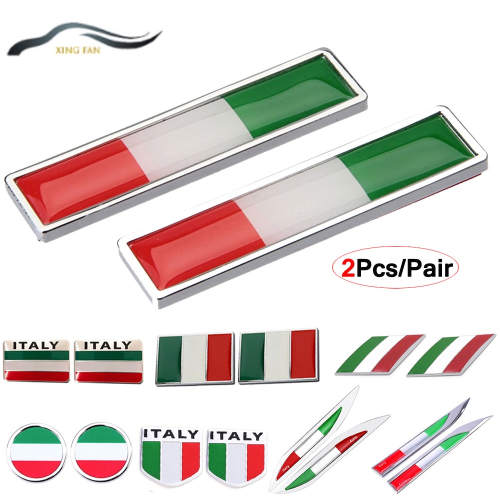 XINFAN 2Pcs/Pair Car 3D Metal Italy Flag Emblem Badge Decals Sticker ...