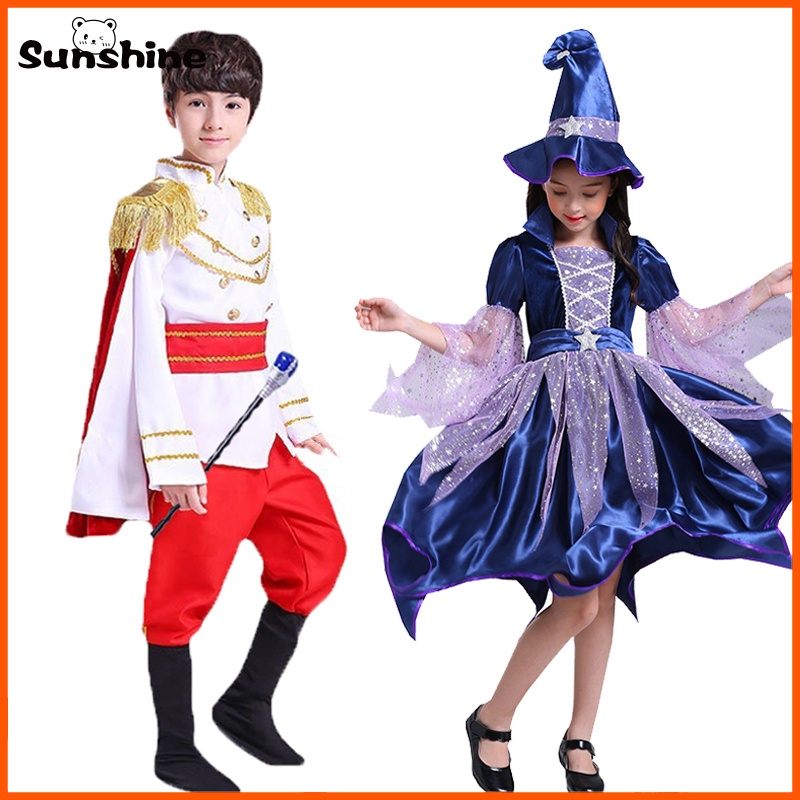 Girls Kids Witch Wizard Costume Cosplay Kids Boys King Prince Costume ...