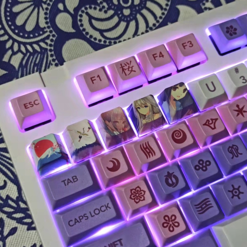 5pcs PBT Keycap Sublimation Unique Anime Mechanical Keyboard Keycap ...