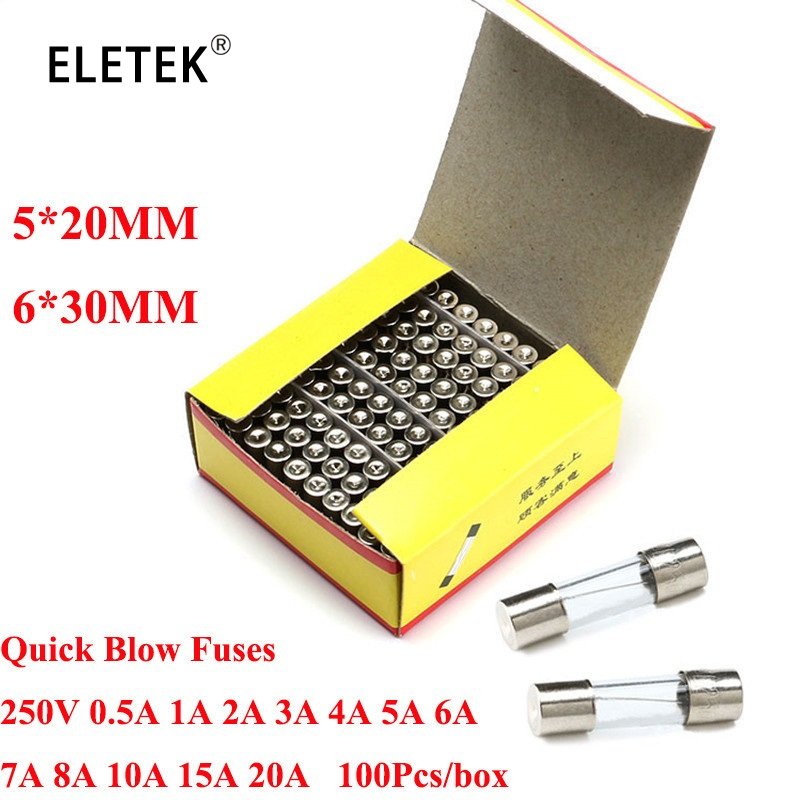 Fast Blow Insurance Tube 5*20MM GLASS Quick Blow FUSE 5*20 6*30 250V 0.5A 1A 2A 3A 4A 5A 6A 7A ...