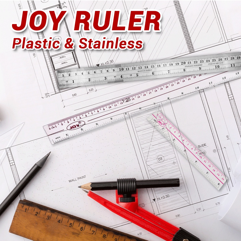 TPS Straight Ruler Plastic & Metal Measuring Tool for School Office 6 ...
