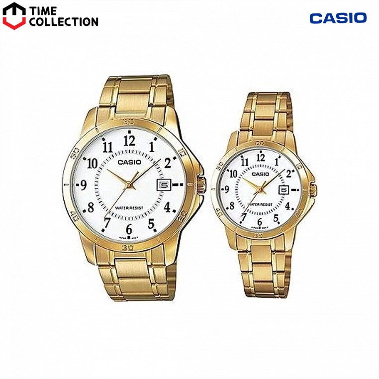 Casio Couple Watch COUPLE-V004G-7B Analog Stainless Steel Strap Watch ...