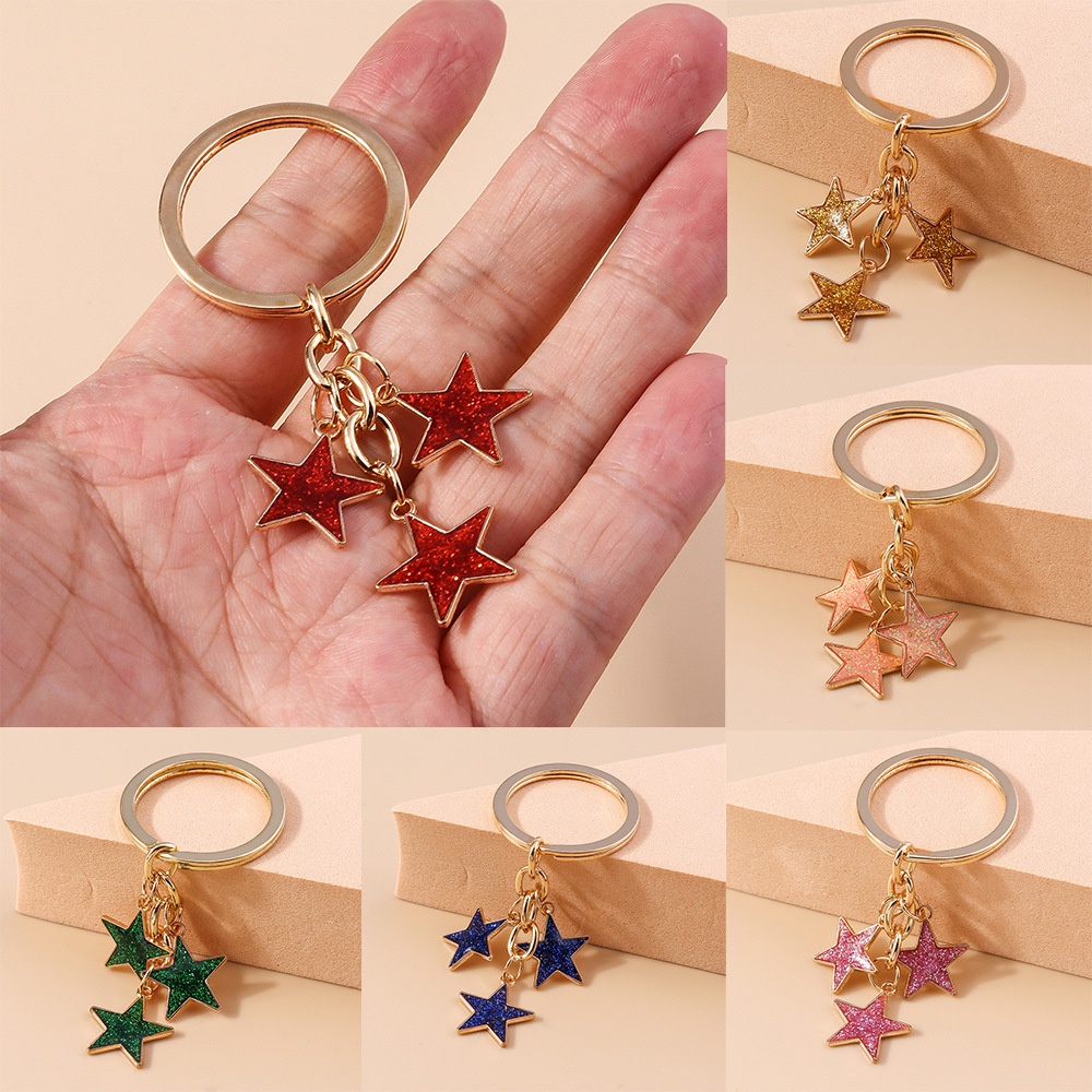 Sparkling Star Metal Keychain Fashion Car Keyrings For Women Sweet ...