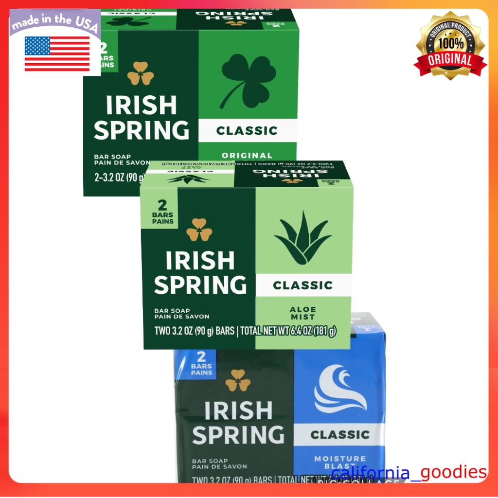 NEW IRISH SPRING Classic Men's Deodorant Bar Soap (Original, Aloe Mist ...
