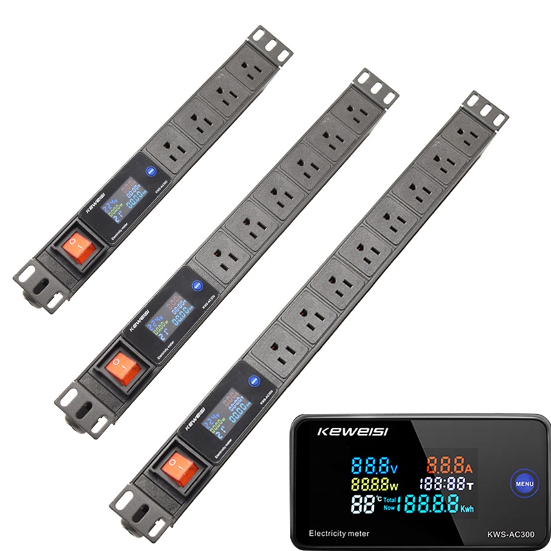 Multifunctional digital display meter PDU power distribution unit socket US Power Socket ...