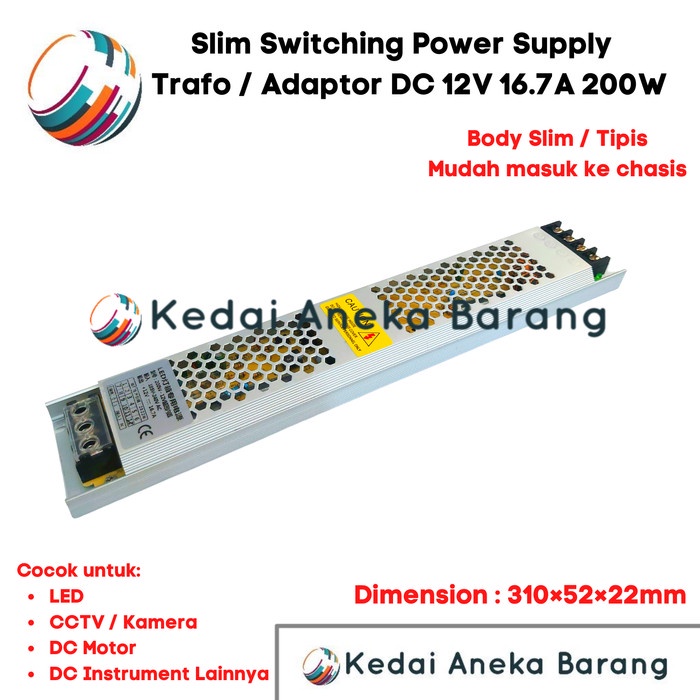 Slim Power Supply PSU Thin Transformer 12V 16.7A 200W 12volt 16.7 ...