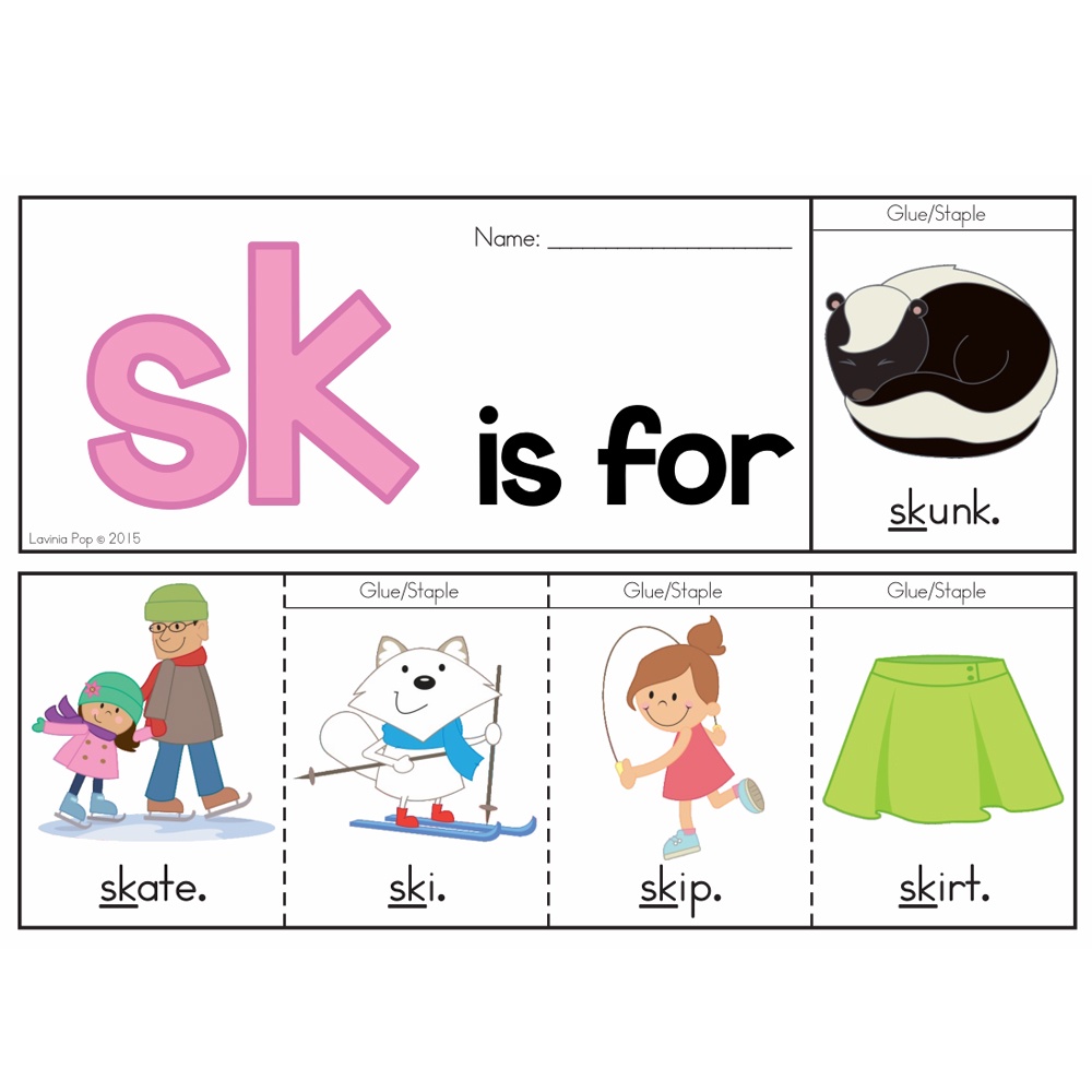 20 Beginning Blends Flip Books In Black & White and Colour for Kids ...