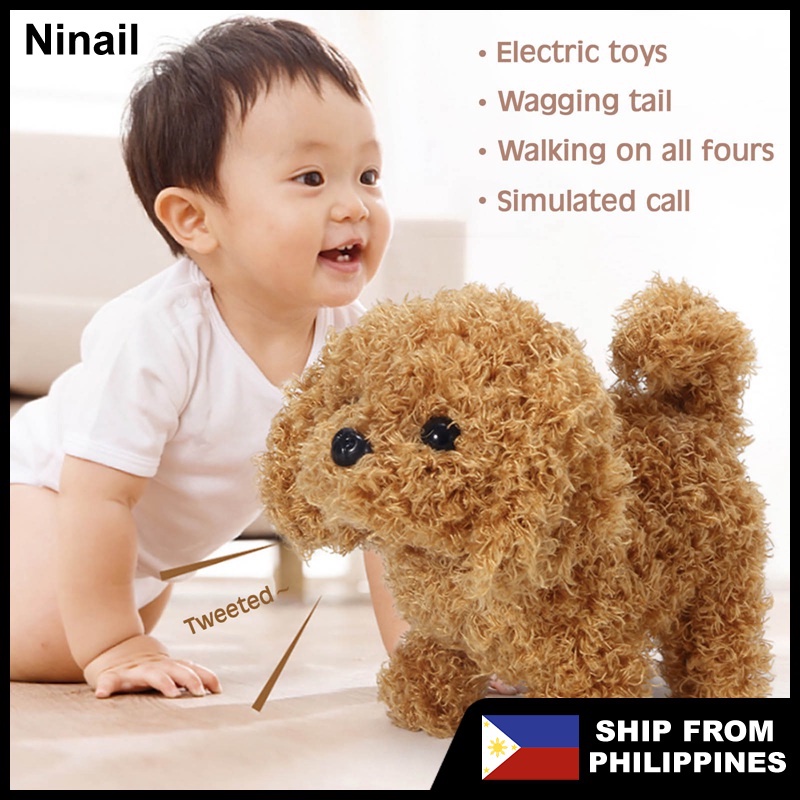Electronic Simulation Smart Dog Walking Plush Toy Teddy Labrador Bichon ...