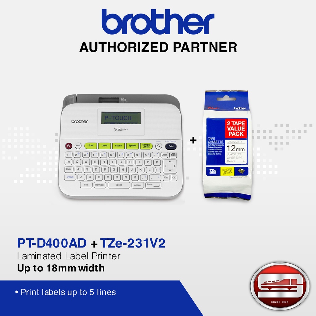 Brother PT D400AD Complete Set Easy-to-Use Labeling Machine With Twin ...