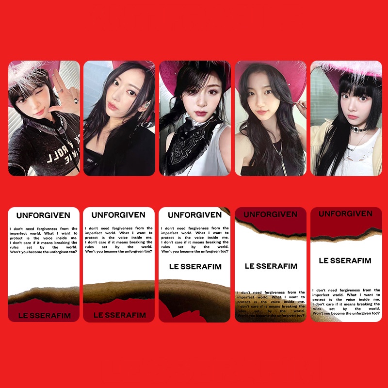 5pcs/set LE SSERAFIM Album Photocards UNFORGIVEN Lomo Cards Lesserafim ...