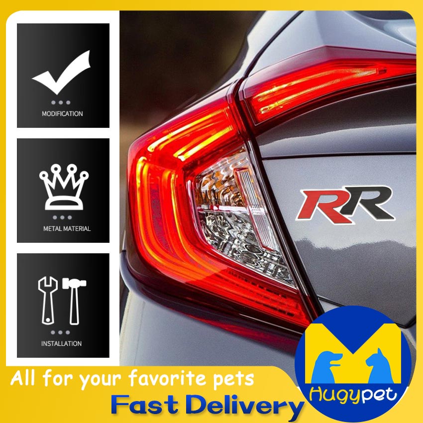 3D Metal Car Front Grille Emblem Type RR Logo Decal For Honda Racing ...