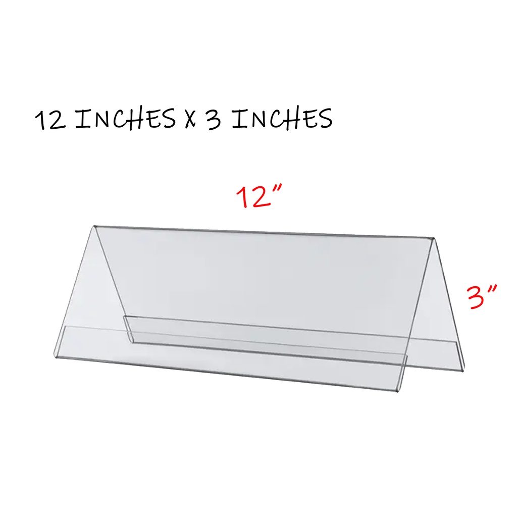 1pc - 12" x 3" Clear Transparent Acrylic Desk Stand Name Plate Holder ...