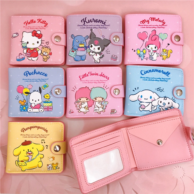 Sanrio Melody Kuromi Cinnamoroll Pom Pom Purin Pochacco PU casual short ...