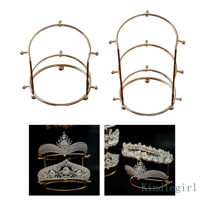 KING Tiara Crown Headband 2 Layer 3 Layer Display Rack Gold Metal ...