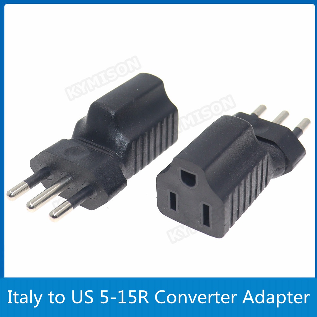 Italy Male Plug to USA Nema 5-15R Female Power Converter Adapter US 3 ...