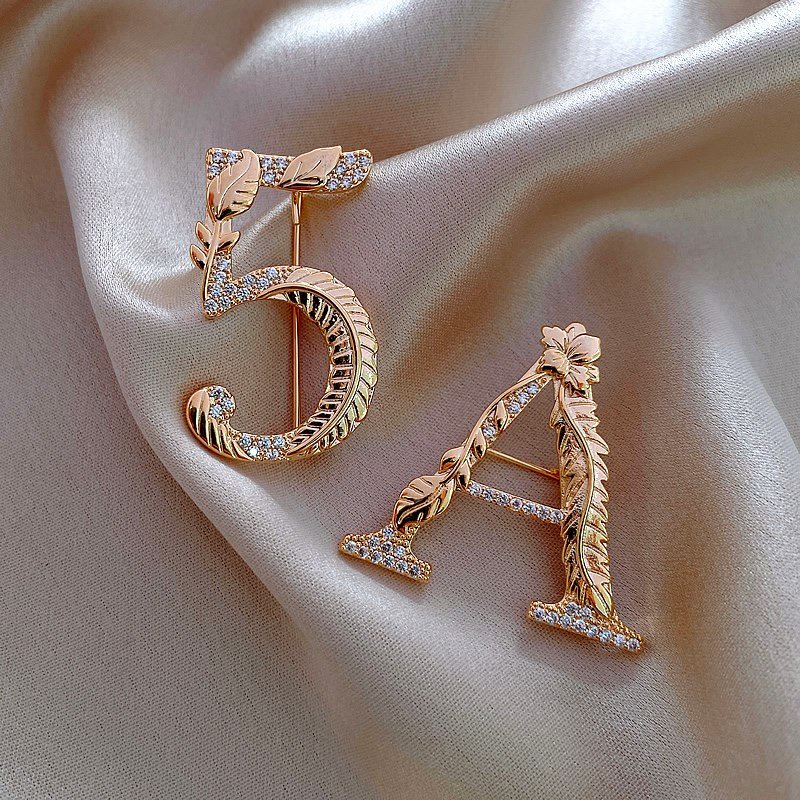 Fashion Personality Gold Color Silver Color A Letter Brooches Number 5 ...