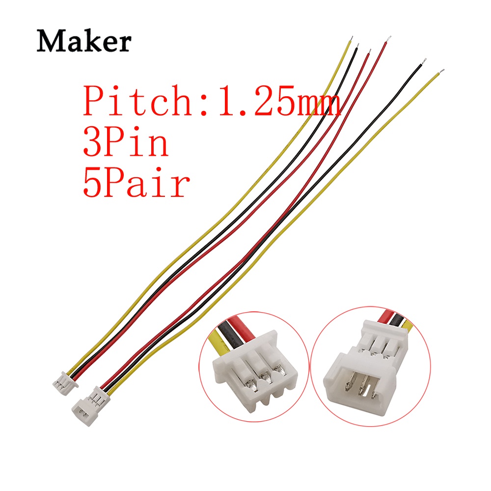 5Pair Mini Micro JST 1.25mm Pitch Male / Female Connector 2/3/4/5/6 Pin Plug with Terminal Wires ...