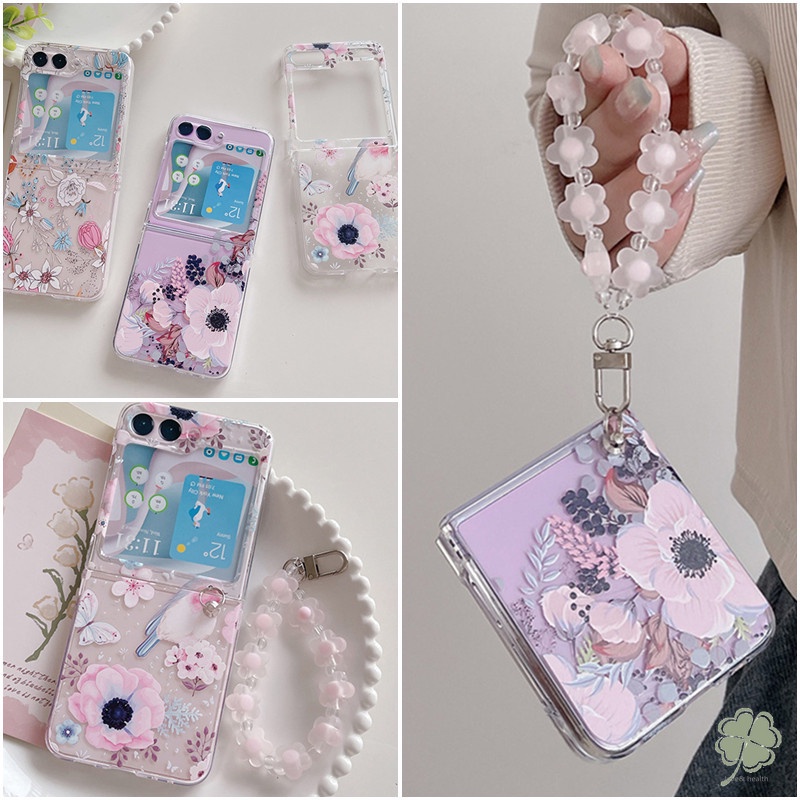 Fashion Lark Flower Painted Clear Flip Case Samsung Galaxy Z Flip 4 Z ...