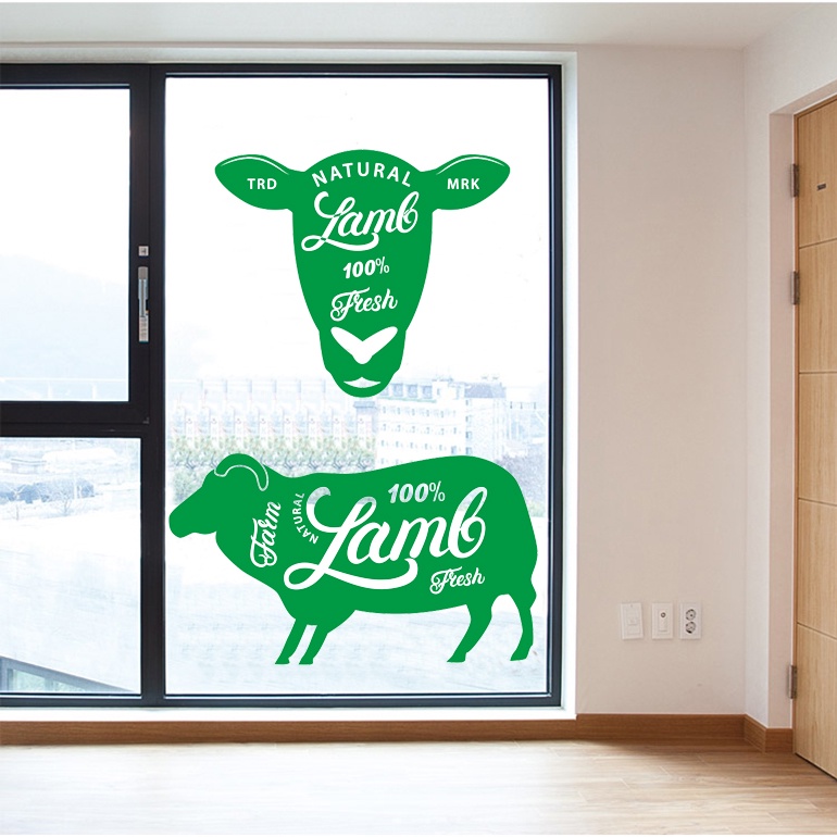 Fresh Lamb Hot Pot Shop Vinyl wall sticker butcher Pork Chinese ...