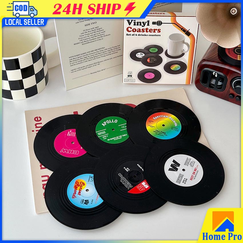 2/6PCS/Set Coffee Mug Cup Coasters Record Table Mats Drink Coaster ...