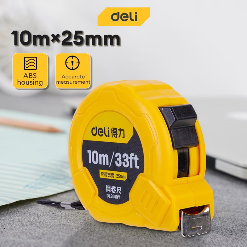 Deli Tool 10m/33ftx25mmDL9010Y Measuring Tape Steel Tape Measure ...