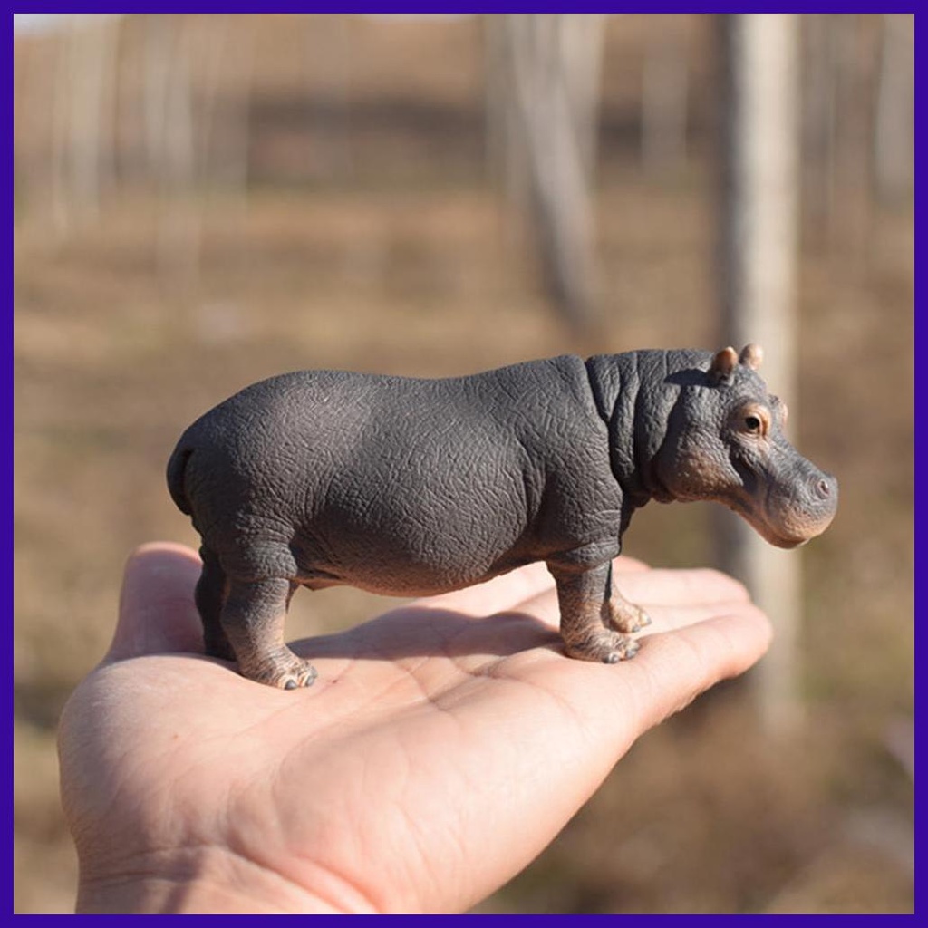 Hippo Figurine Realistic Animal Toy Hippopotamus Small Safari Animals ...