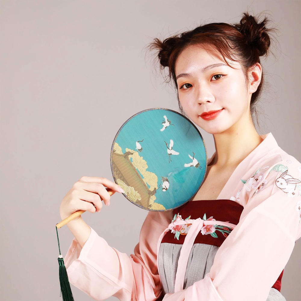 Hanfu Chinese Fan Ancient Style Auspicious Crane National Style Dance ...