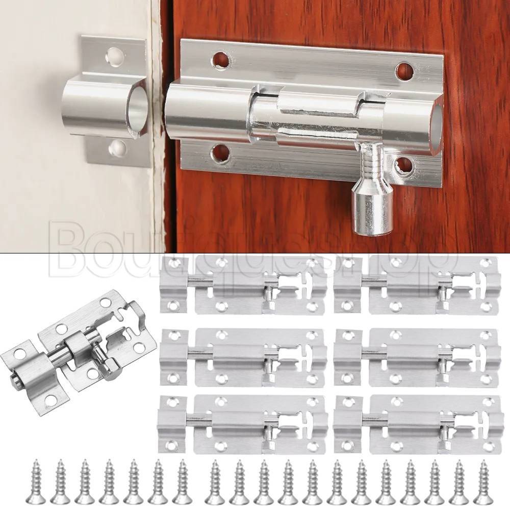 Stainless Steel Sliding Lock With Screws / Non-breakable Door Bolt Anti ...