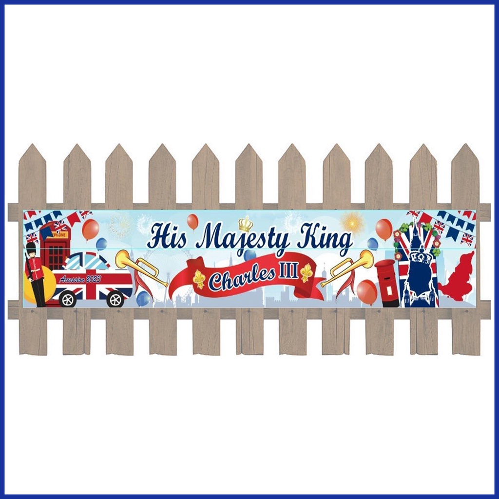 King Charles III Banner Long King Charles Coronation Banner His Majesty ...