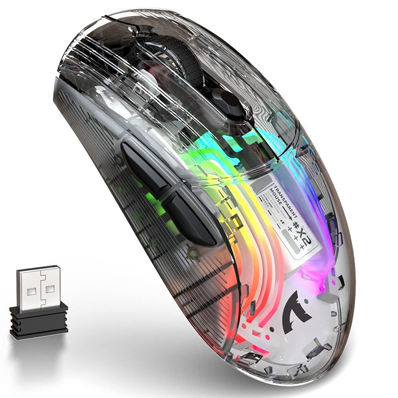 Wireless Gaming Mouse PC Transparent Shell Computer Mice with Tri-mode ...