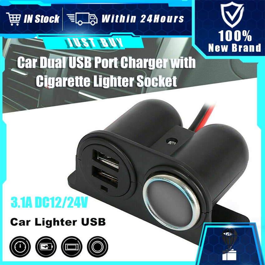 DC 12/24V Universal Dual Usb 3.1A Car Cigarette Lighter Socket Charger ...