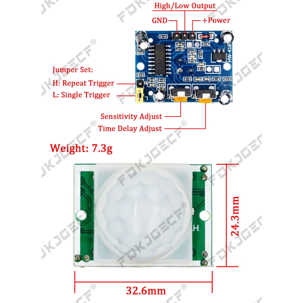 HC-SR501 Adjust IR Pyroelectric Infrared PIR module Motion Sensor ...