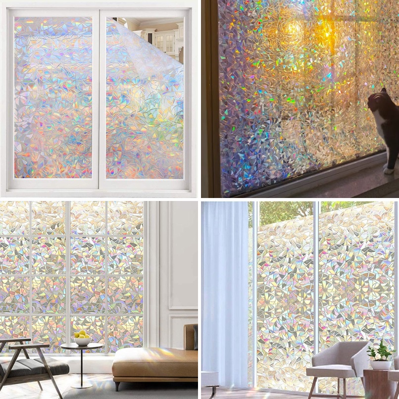 Window Sticker Privacy Film Glass Sticker Anti UV Refraction Rainbow ...