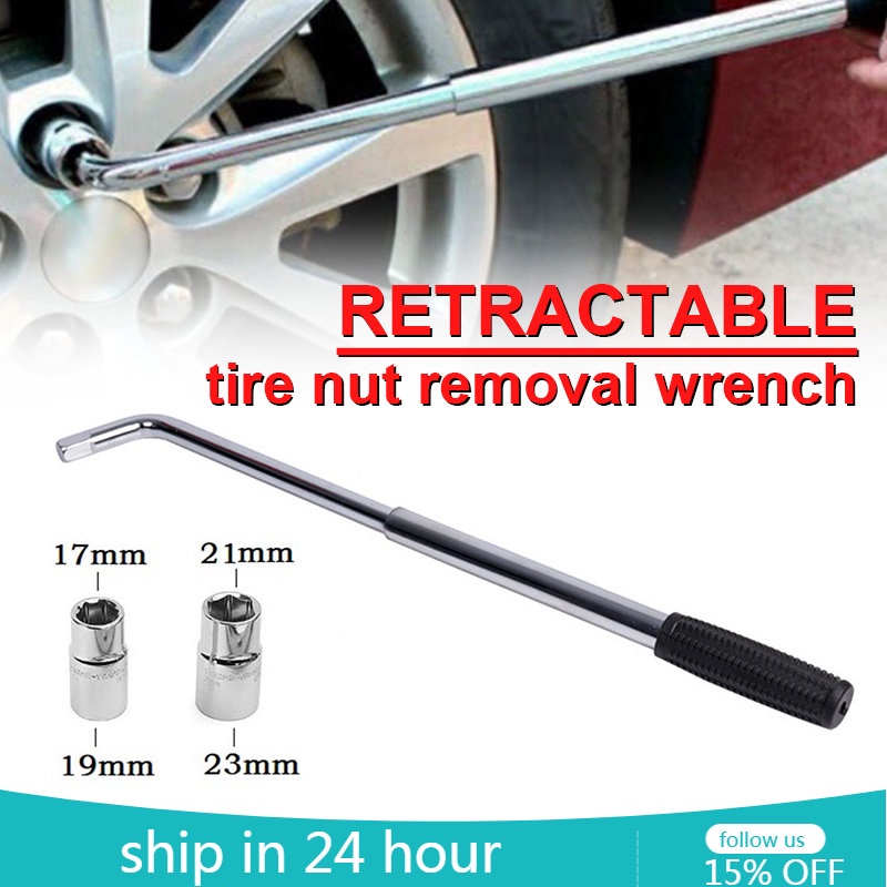 Car Tire Wrench Heavy Duty L-type Mobile Socket Wrench Telescopic Tire ...