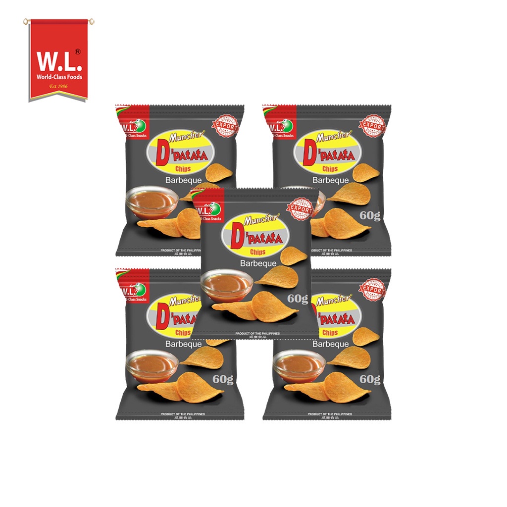 WL FOODS Muncher D' Patata Chips Barbeque 60g x 5's | Shopee Philippines