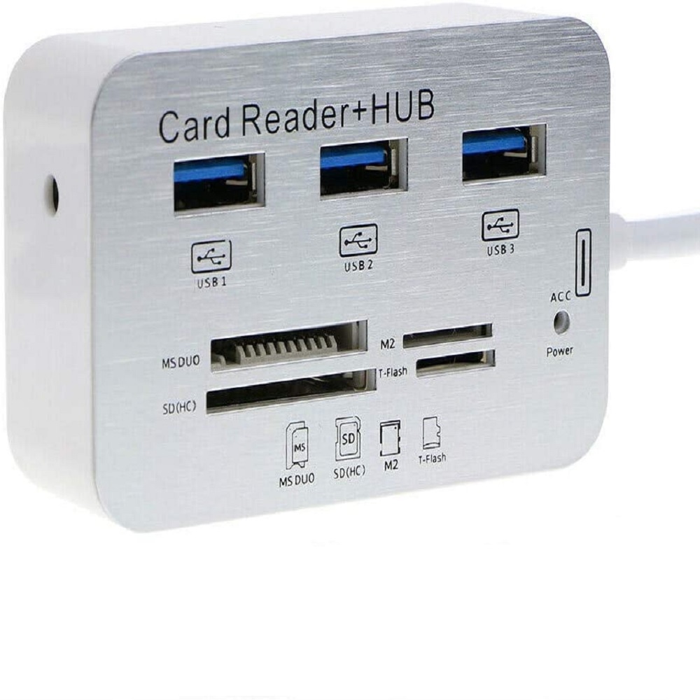 3 Ports USB 3.0 HUB MS SD M2 TF Multi-In-1 Memory Card Reader Adapter ...