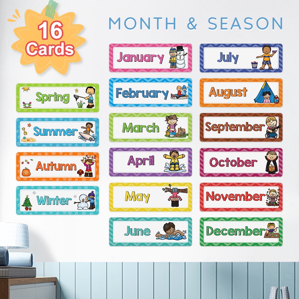 Learning Week Season Month English Flashcards for Kids Children ...