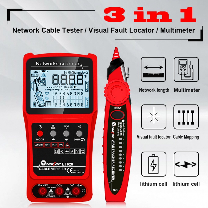 3in1 Multimeter Network Cable Tester Visual Fault Locator Analogs ...