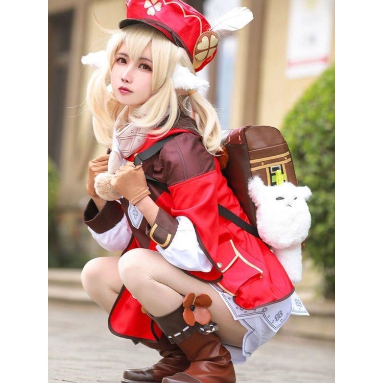 Genshin Impact Klee Cosplay Costume children clothing Wig with Hat Full ...